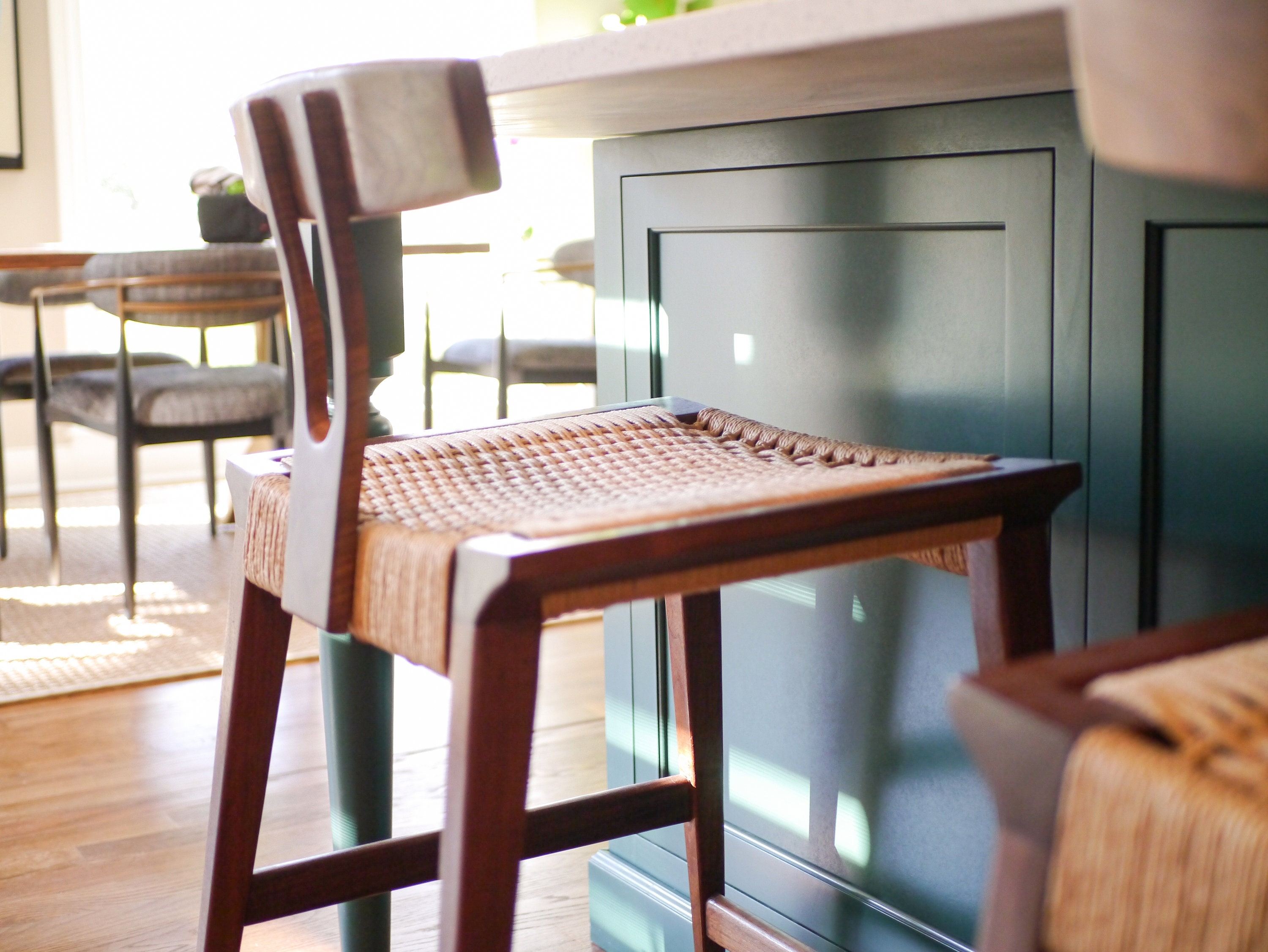Mid-century Walnut Counter Stool, Bar Stool, Dining Chair Wishbone Back ...