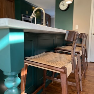 Mid-century Walnut Counter Stool, Bar Stool, Dining Chair Wishbone Back ...