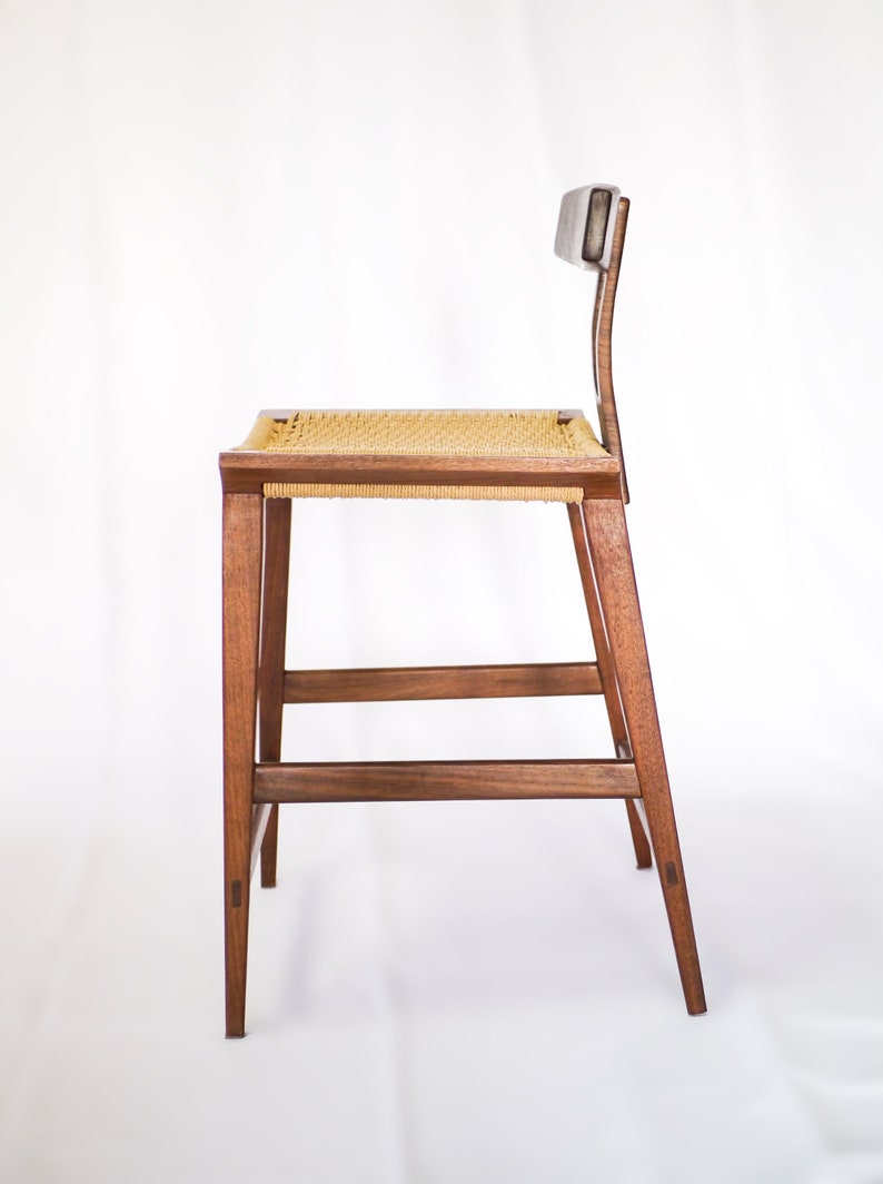 Mid-century Walnut Counter Stool, Bar Stool, Dining Chair Wishbone Back ...