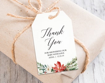 Christmas Baby Shower Little Present Thank You Tag Winter - Etsy