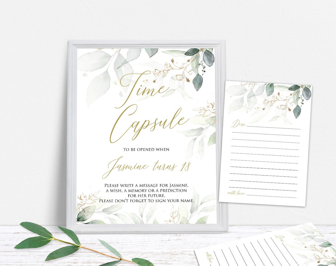 Time Capsule Sign With Message Cards, First Birthday Time Capsule, 1st ...