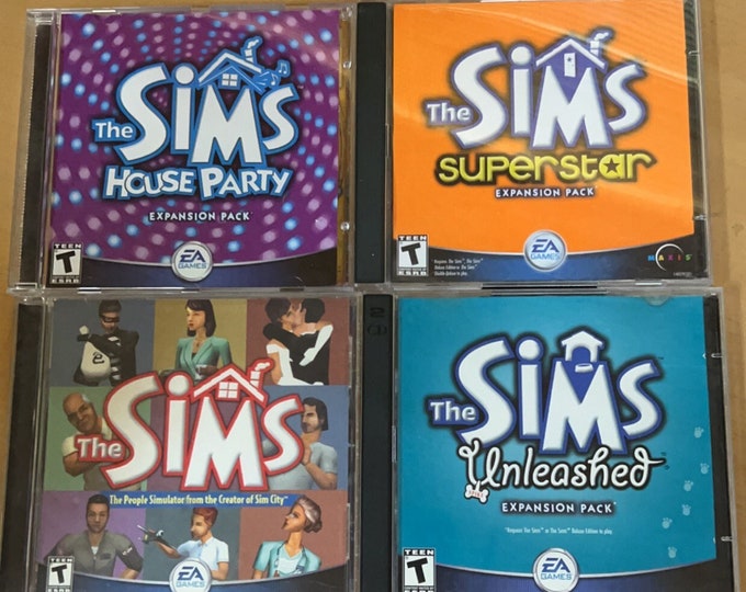 Original Sims PC Four Pack; Sims, House Party, Superstar and Unleashed ...