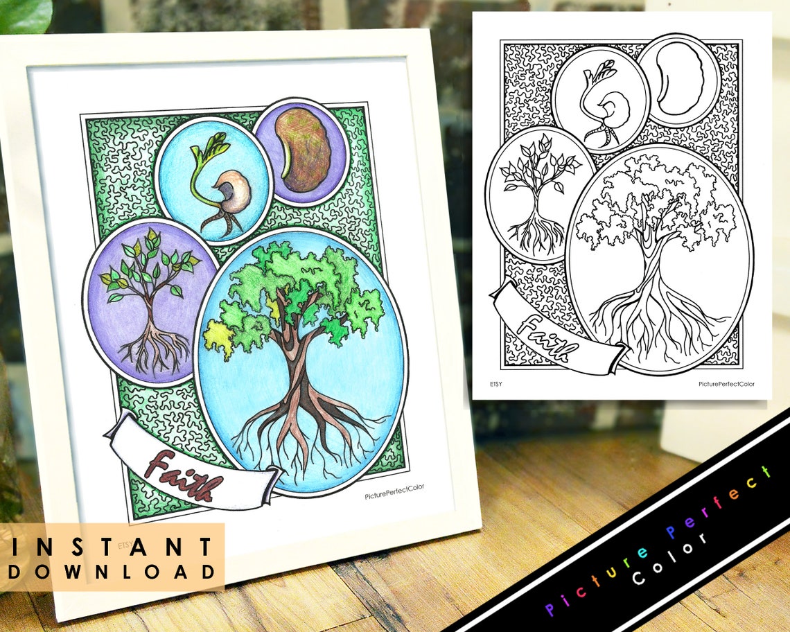 Faith Coloring Page Colouring Activity Seed Growing Tree Bible New ...