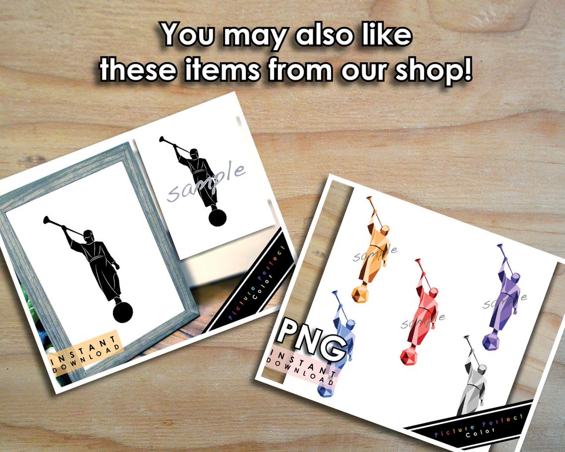 Printable DIY LDS Missionary Card/ Statue of Angel Moroni Silhouette ...