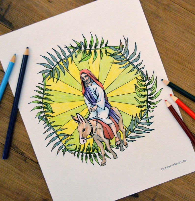 Jesus Christ Riding a Donkey Palm Sunday Easter Hosanna New Testament ...