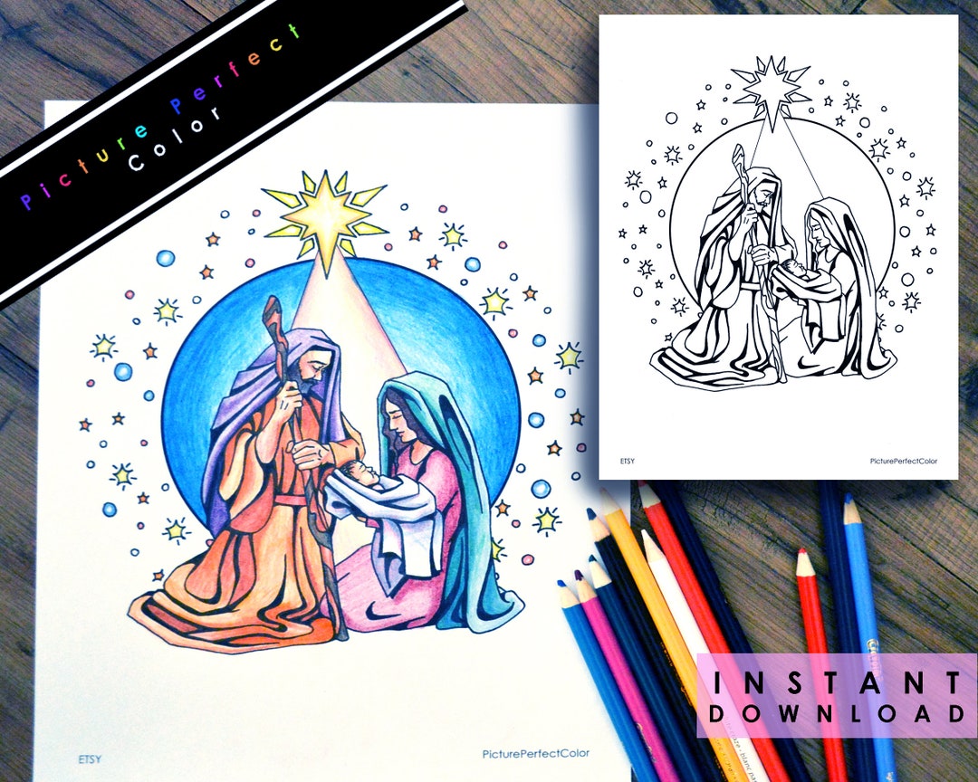 Christmas Coloring Page Colouring Page Nativity Birth of Jesus Christ ...