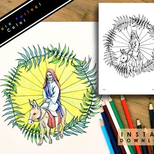 Jesus Christ Riding a Donkey Palm Sunday Easter Hosanna New Testament ...