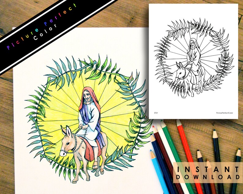 Jesus Christ Riding a Donkey Palm Sunday Easter Hosanna New Testament ...