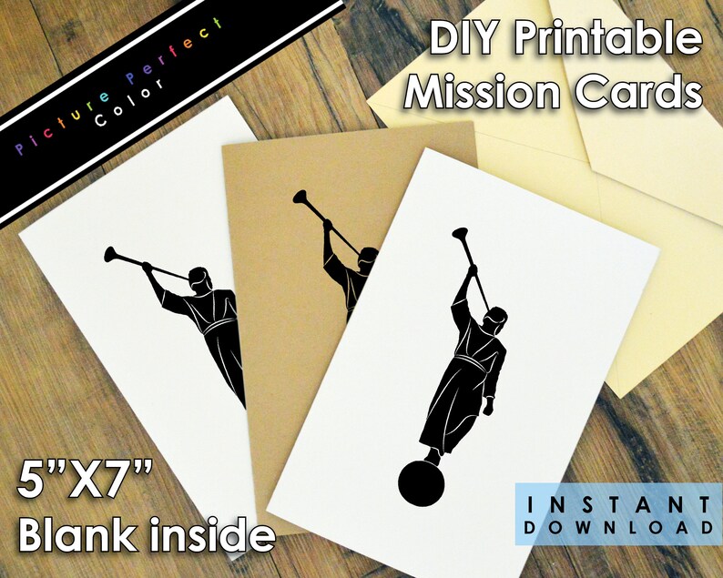Printable DIY LDS Missionary Card/ Statue of Angel Moroni Silhouette ...