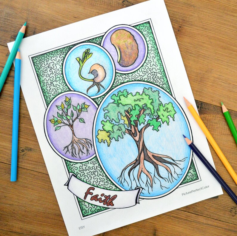 Faith Coloring Page Colouring Activity Seed Growing Tree Bible New ...