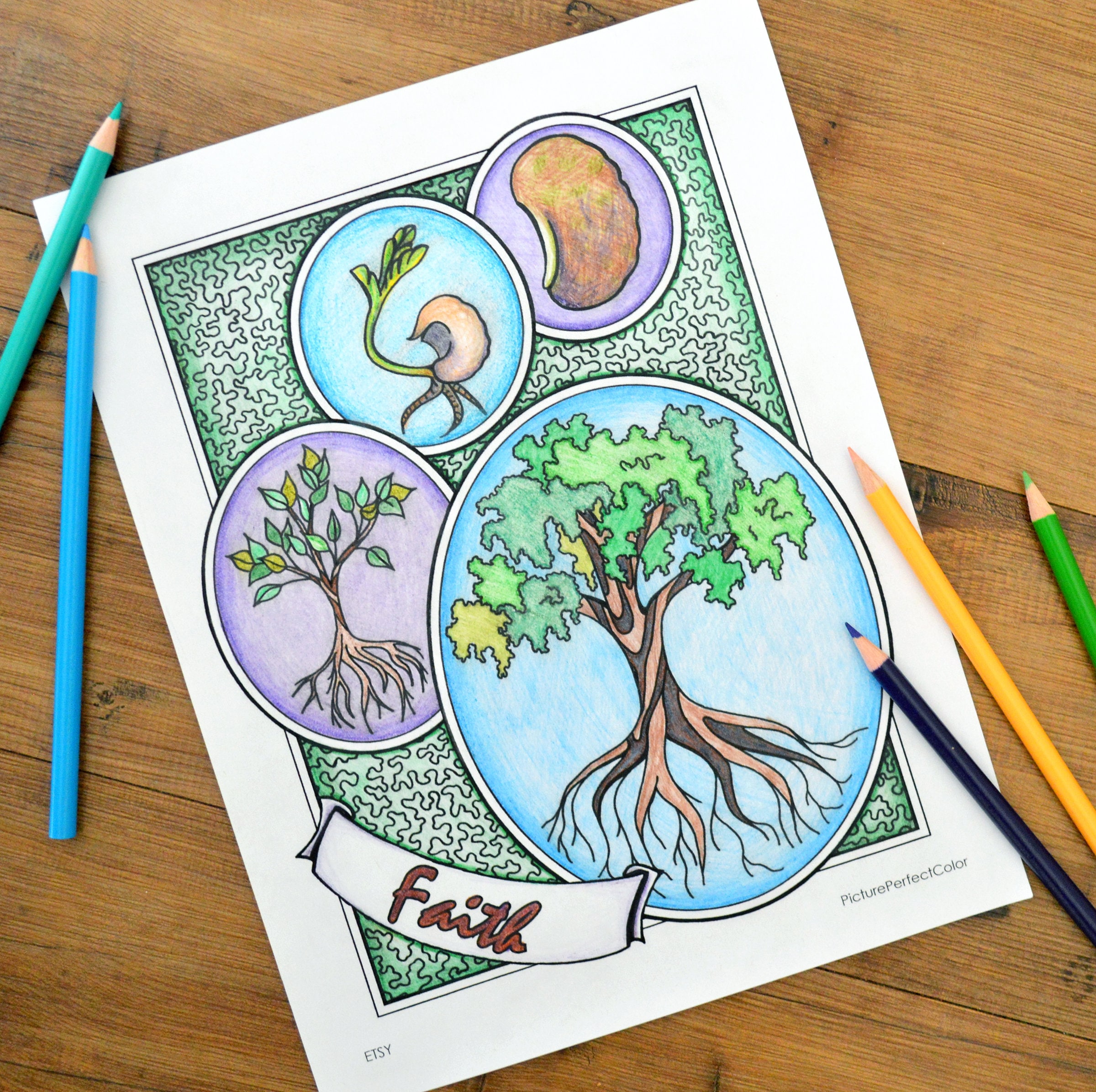 Faith Coloring Page Colouring Activity Seed Growing Tree Bible New ...