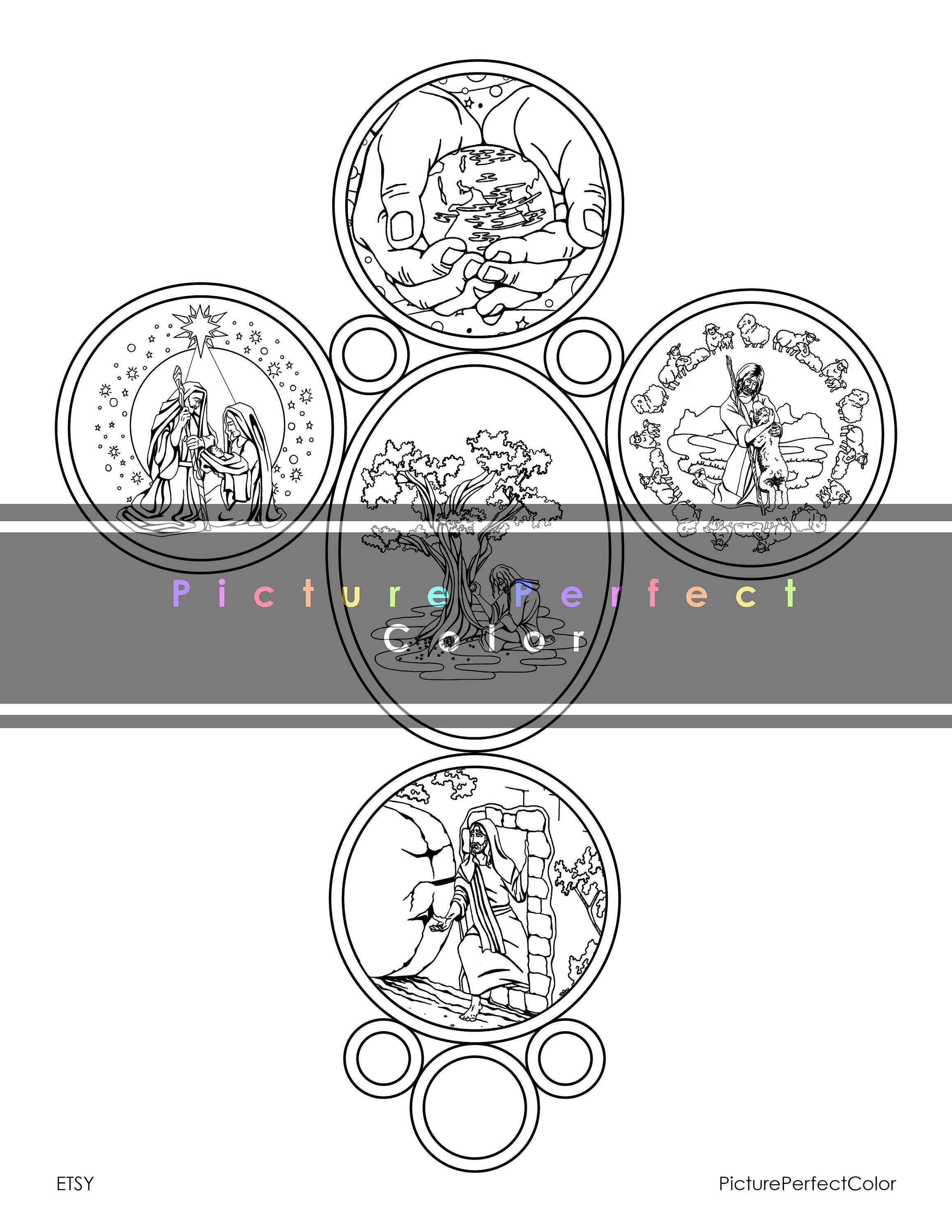 Cross Coloring Page Colouring Activity DIY Wall Art Life of Jesus ...