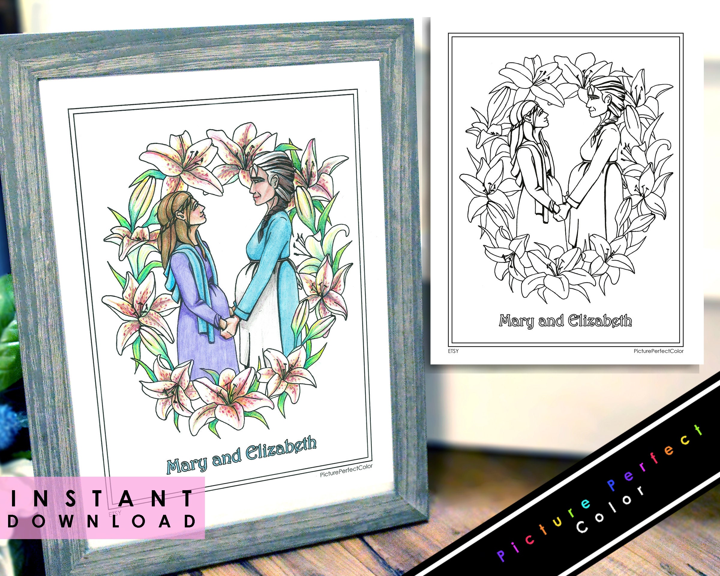 Christmas Coloring Page Colouring Activity Jesus Mother Mary and ...