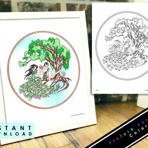 Coloring Page Colouring Activity Adam and Eve the Fall Garden of Eden ...