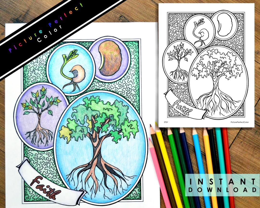 Faith Coloring Page Colouring Activity Seed Growing Tree Bible New ...
