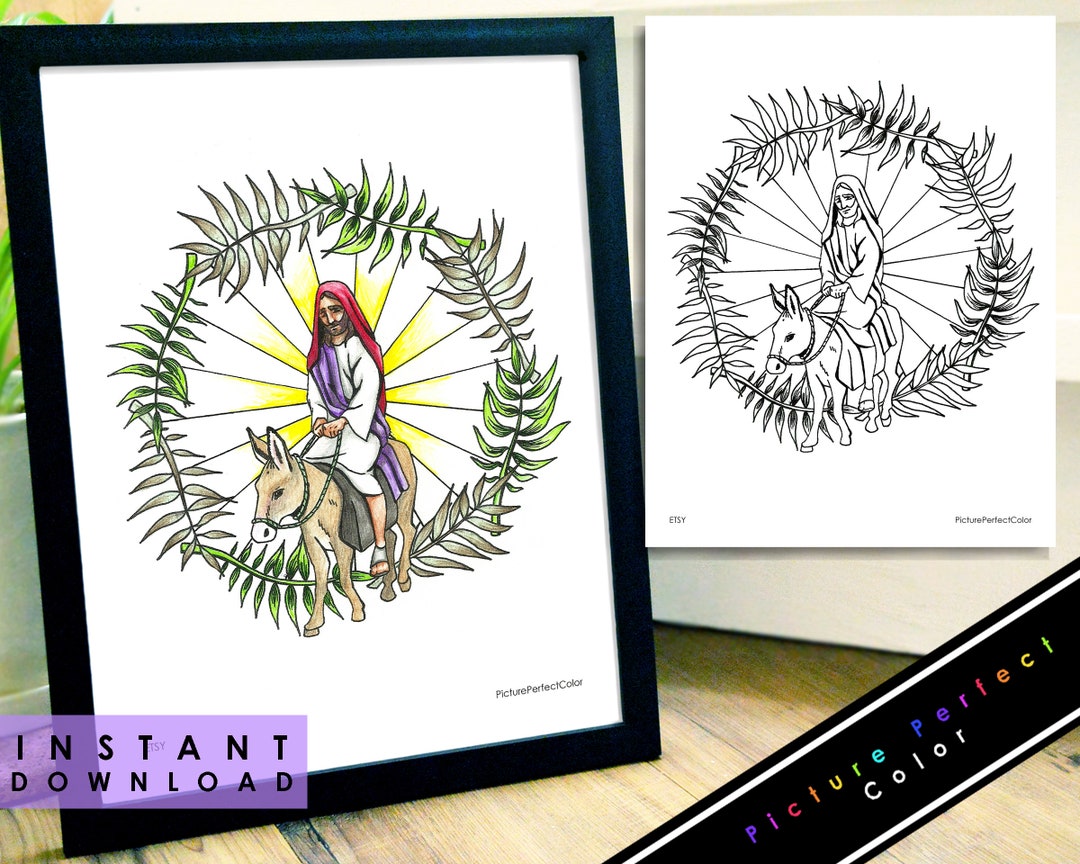 Jesus Christ Riding a Donkey Palm Sunday Easter Hosanna New Testament ...