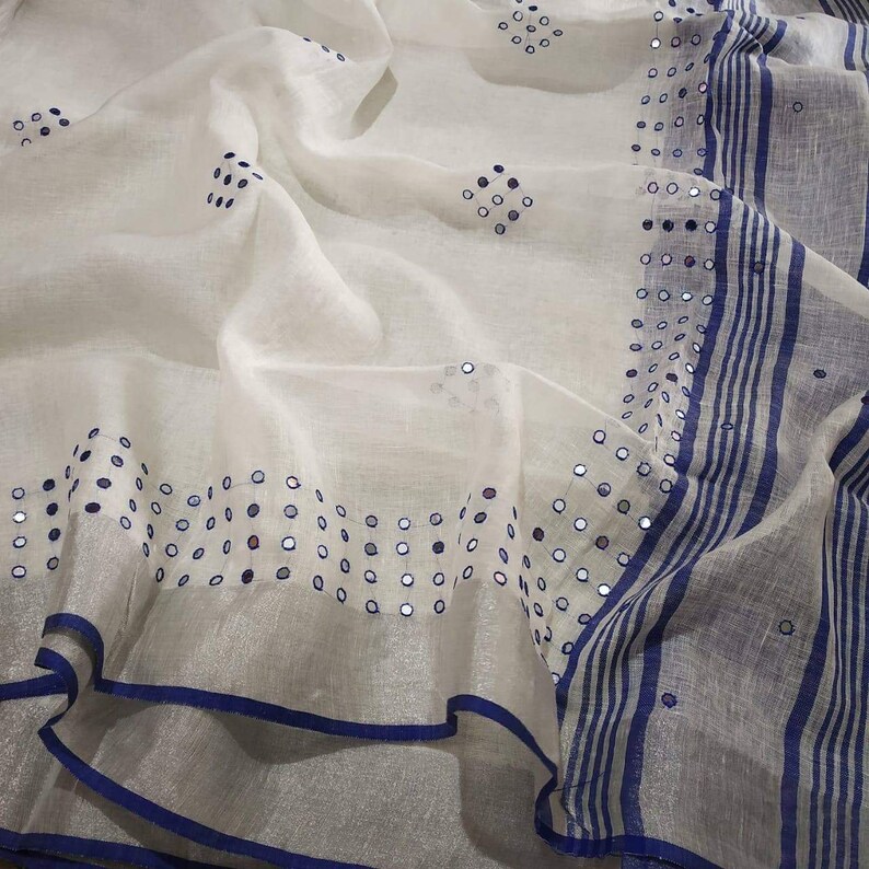 Free Shipping Linen Saree Pure Linen Sari Organic Linen by - Etsy