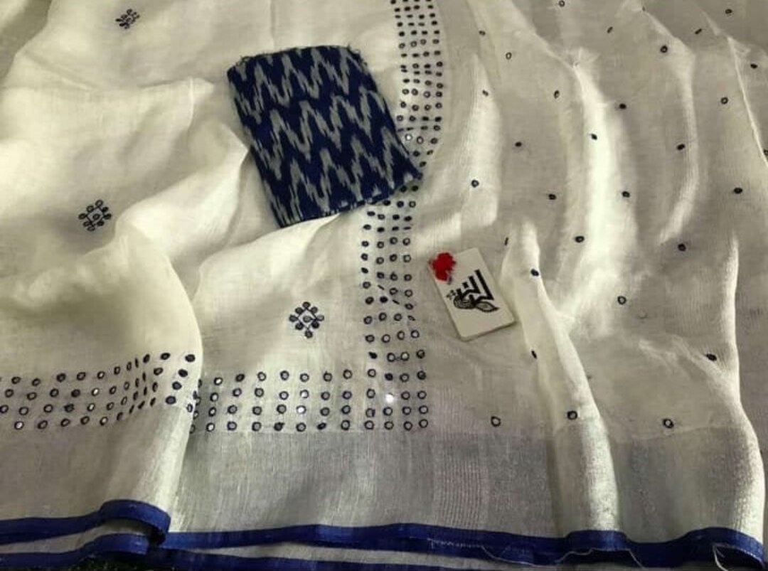 Free Shipping Linen Saree Pure Linen Sari Organic Linen by - Etsy
