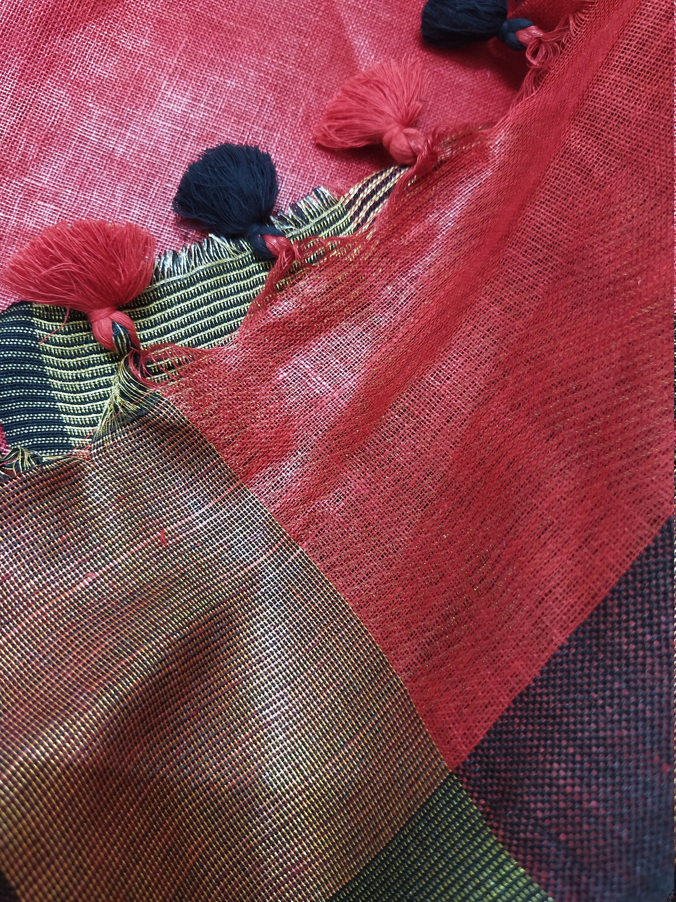 Free Shipping Maroon Linen saree Pure Linen Sari Organic Linen | Etsy