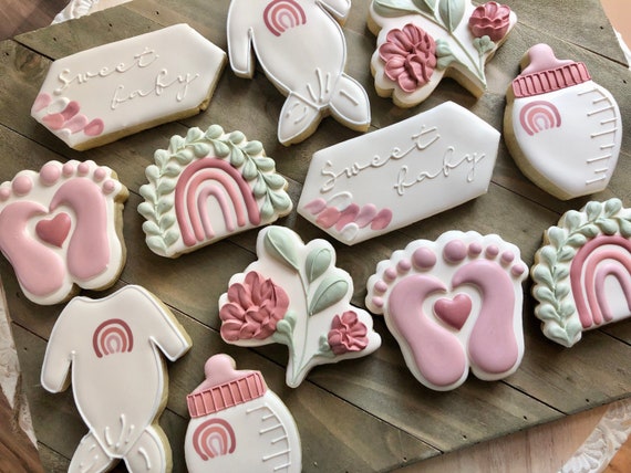 Boho Floral Baby Shower Sugar Cookies - Etsy