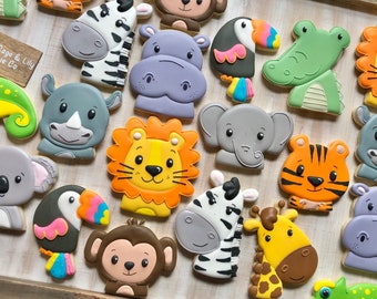 Safari Animal Party Favor Cookies for Birthdays, Baby Shower Party ...
