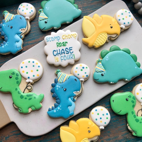 3 Rex Dinosaur Party Cookies birthday Dino Party partysaurus - Etsy