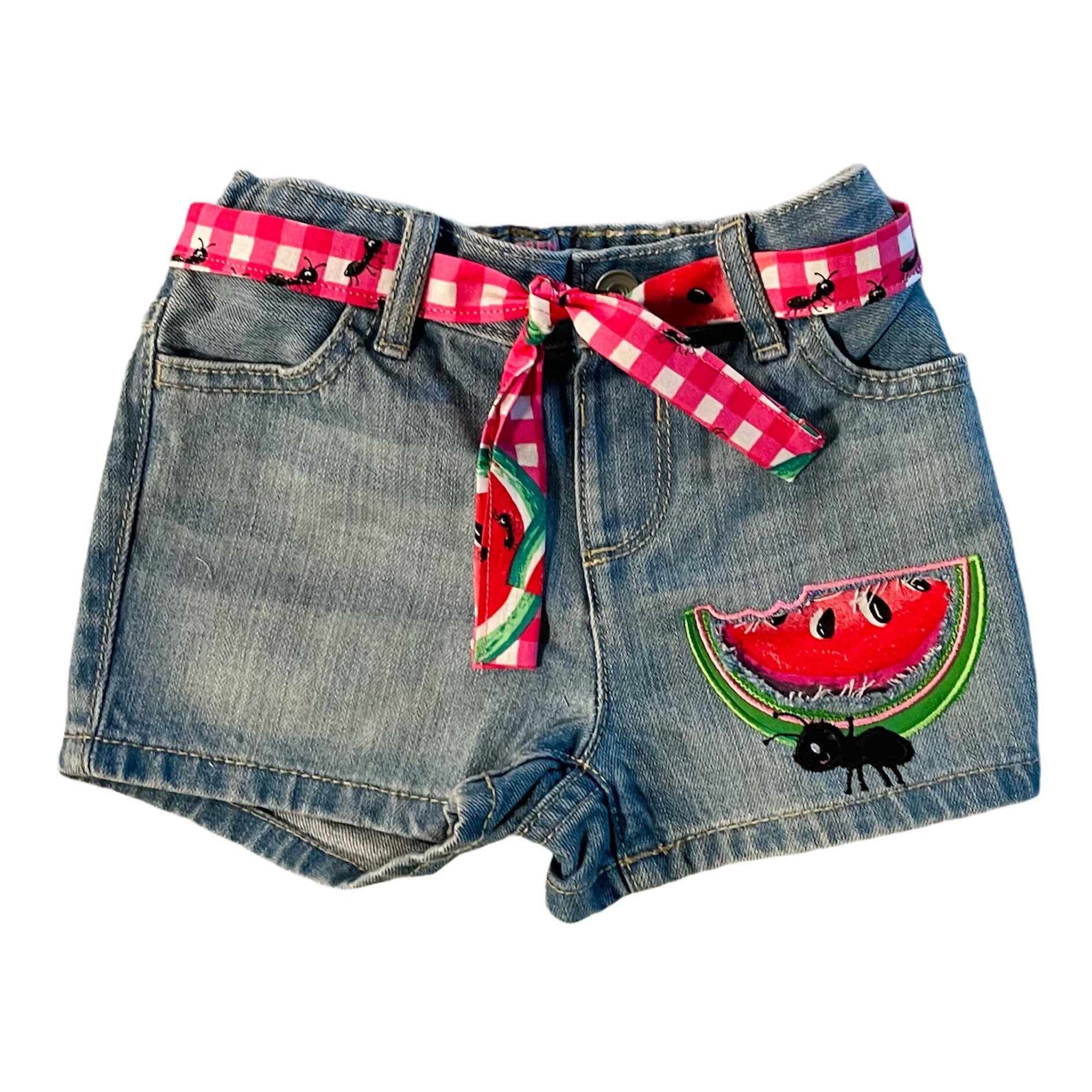 One in a Melon First Birthday Outfit: Watermelon Leotard & Denim Shorts ...