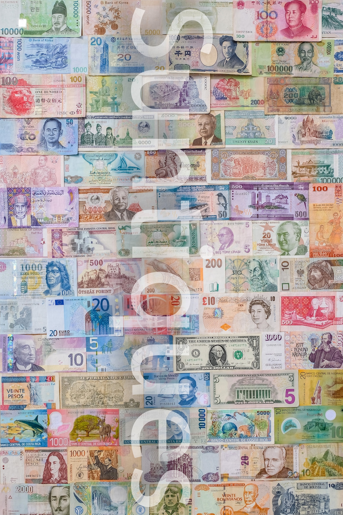 Foreign Currency- Collage of Paper Money From Around the World *digital ...