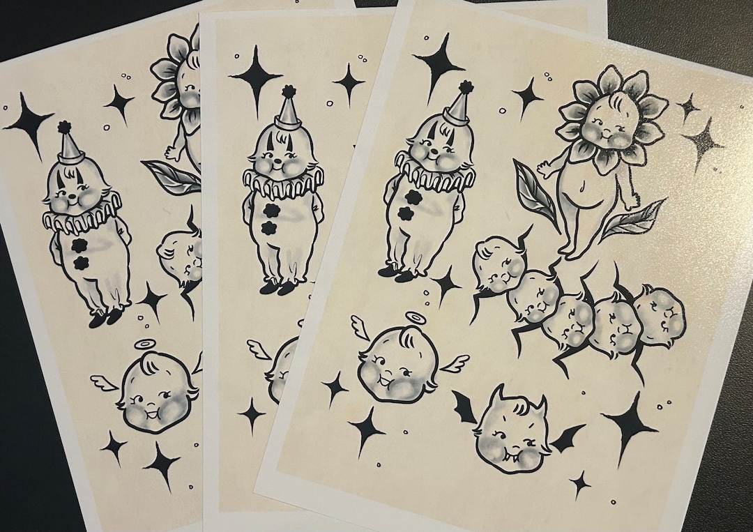 Kewpie Tattoo Flash Print 8.5 X 11 - Etsy