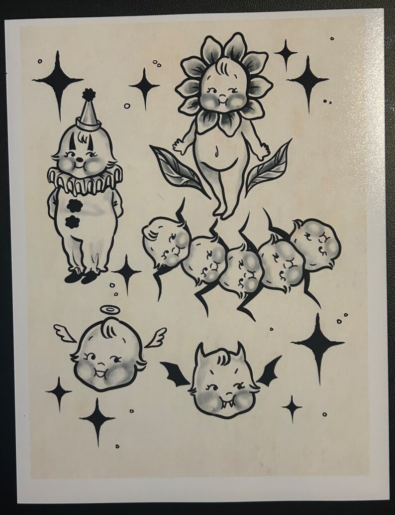 Kewpie Tattoo Flash Print 8.5 X 11 - Etsy