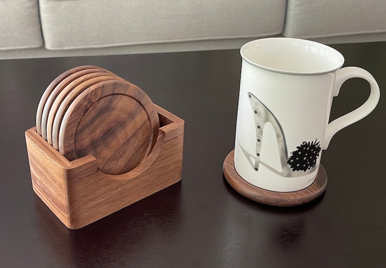 Handmade Walnut Wood Coasters and Holder Set of 6 Coasters - Etsy