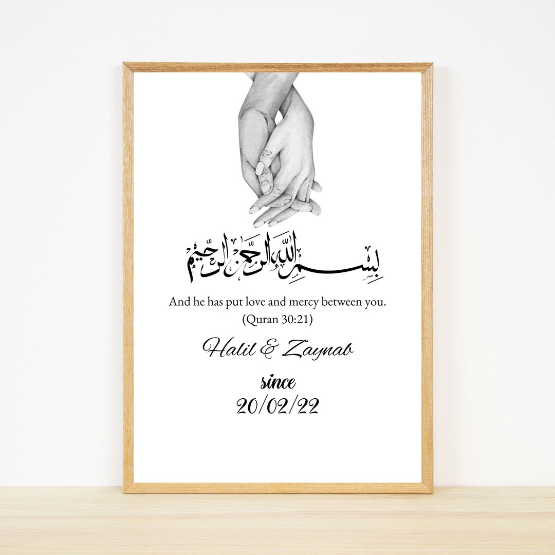 Islamic Hands Poster With Bismillah, Personalized Wedding Gift for ...