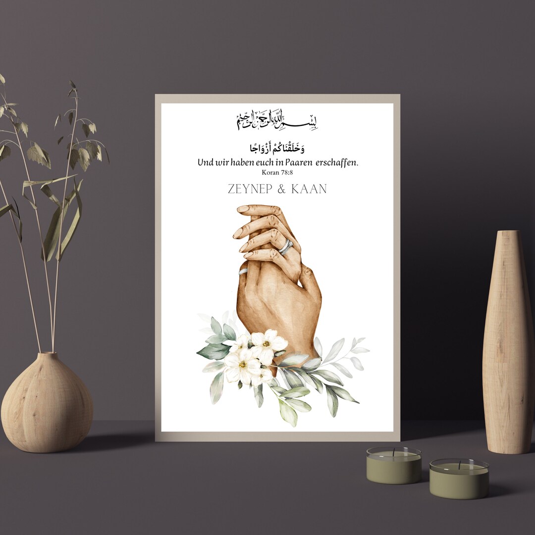 Islamic Hands Poster With Bismillah, Personalized Wedding Gift for ...