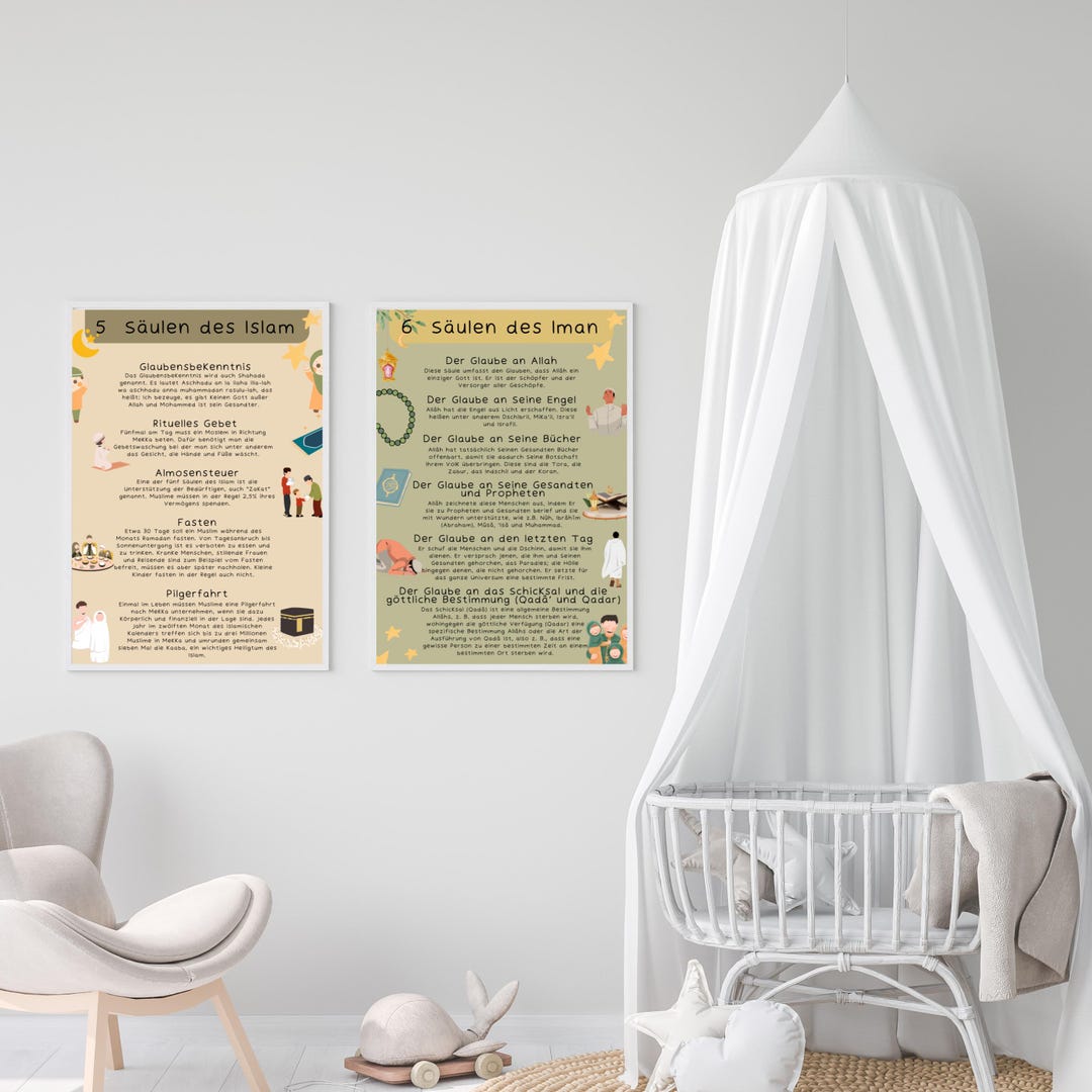 5 Pillars of Islam Poster, 6 Pillars of Iman Poster, Islamic Gift for ...