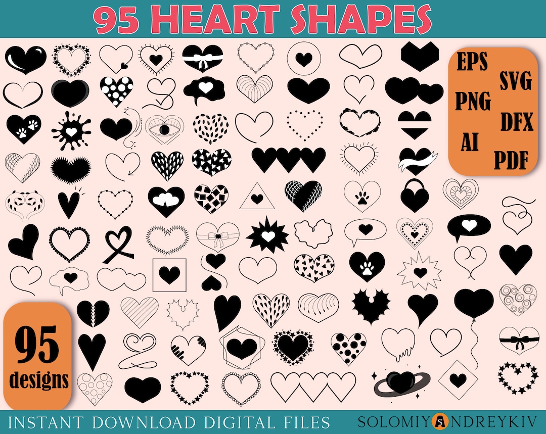 Heart SVG, Heart Shape SVG, Heart SVG Bundle, Love Svg, Hand Drawn ...