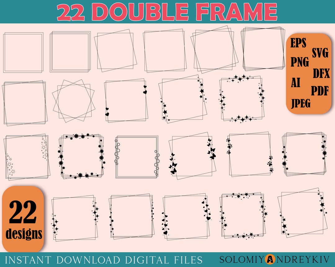 Double Frame SVG, Decorative Frame SVG Bundle, Square Frame Bundle ...