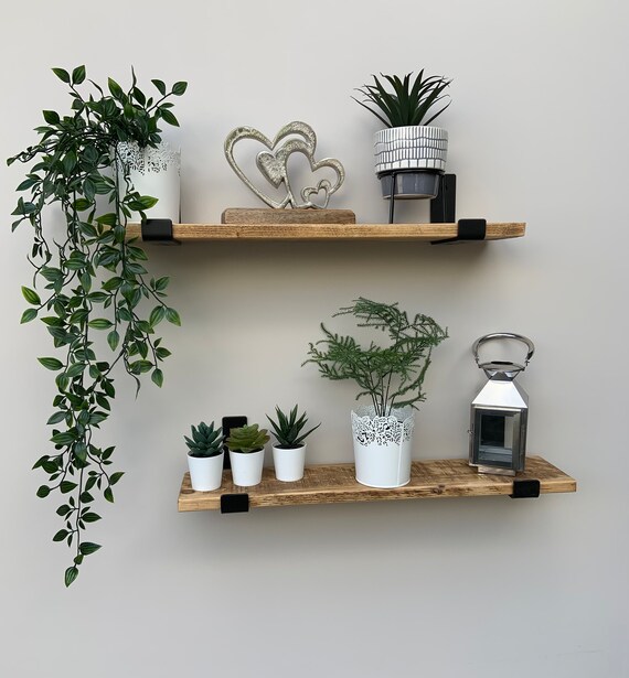 Rustic Shelves With Brackets Rustic Shelving Floating - Etsy UK