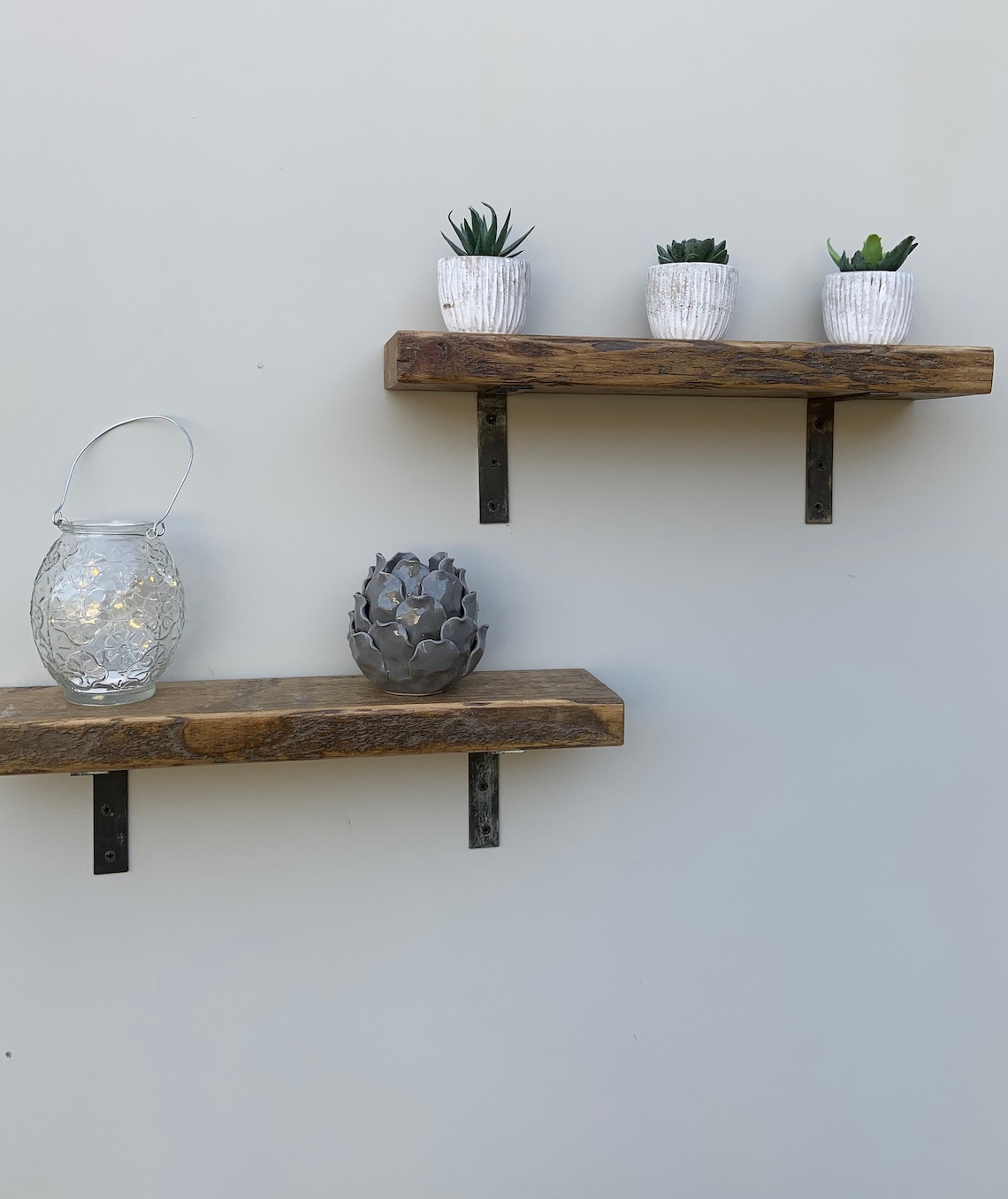 Rustic Shelves With Metal Brackets. Heavy Duty Shelves 35mm | Etsy