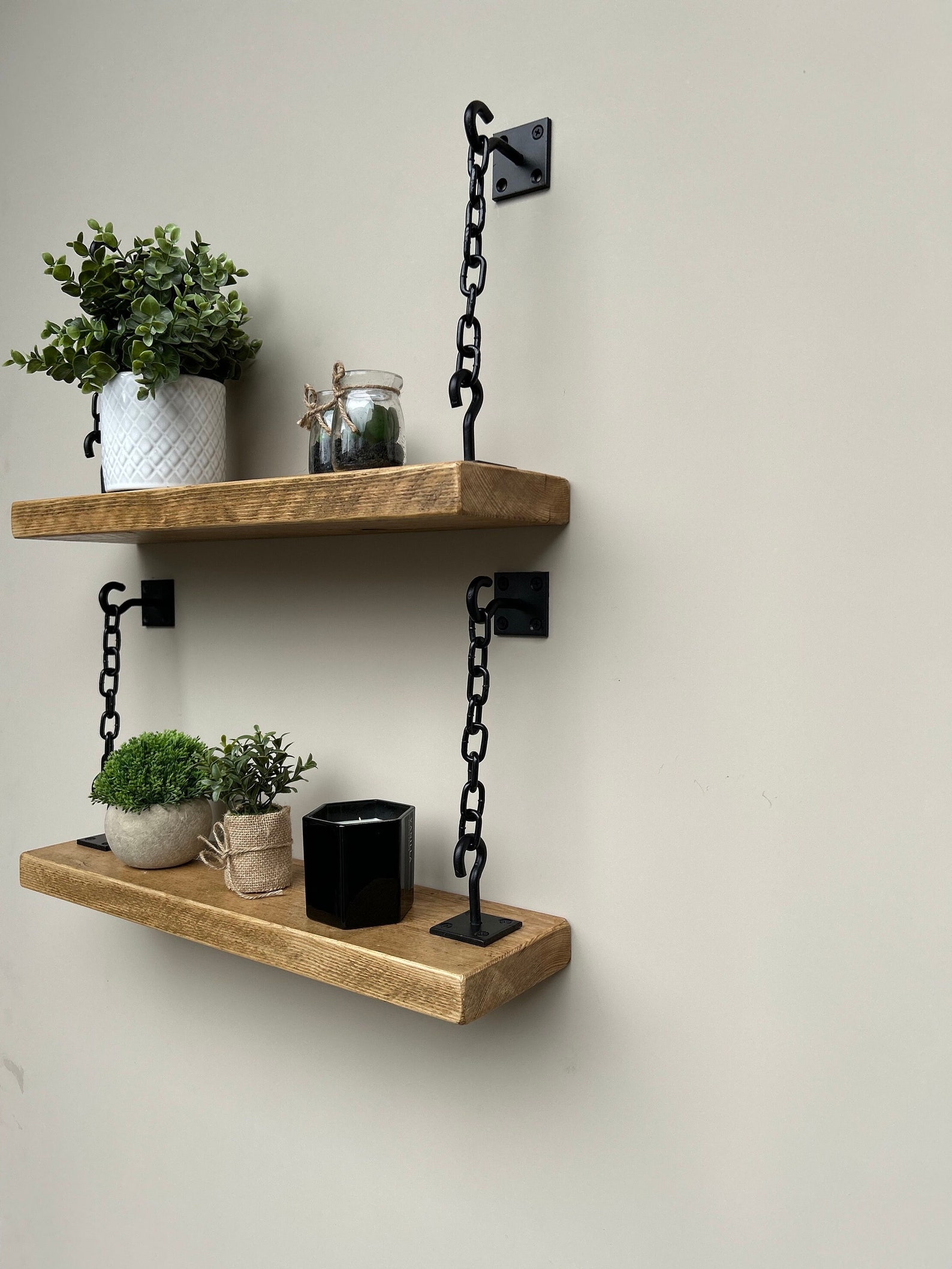 Shelving, Rustic Shelves, Chain Shelf, Hanging Shelves. - Etsy UK