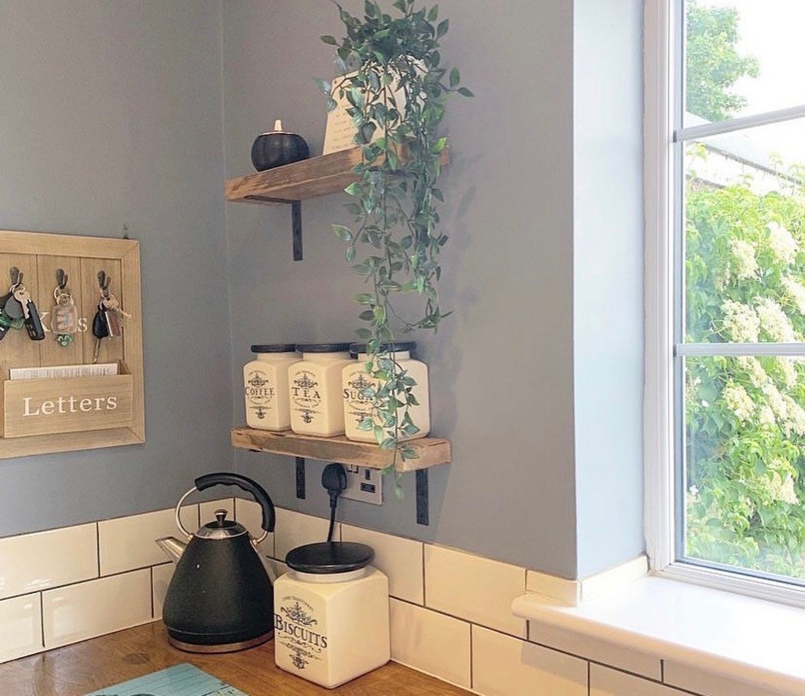 Rustic Shelves With Metal Brackets. Heavy Duty Shelves 35mm | Etsy