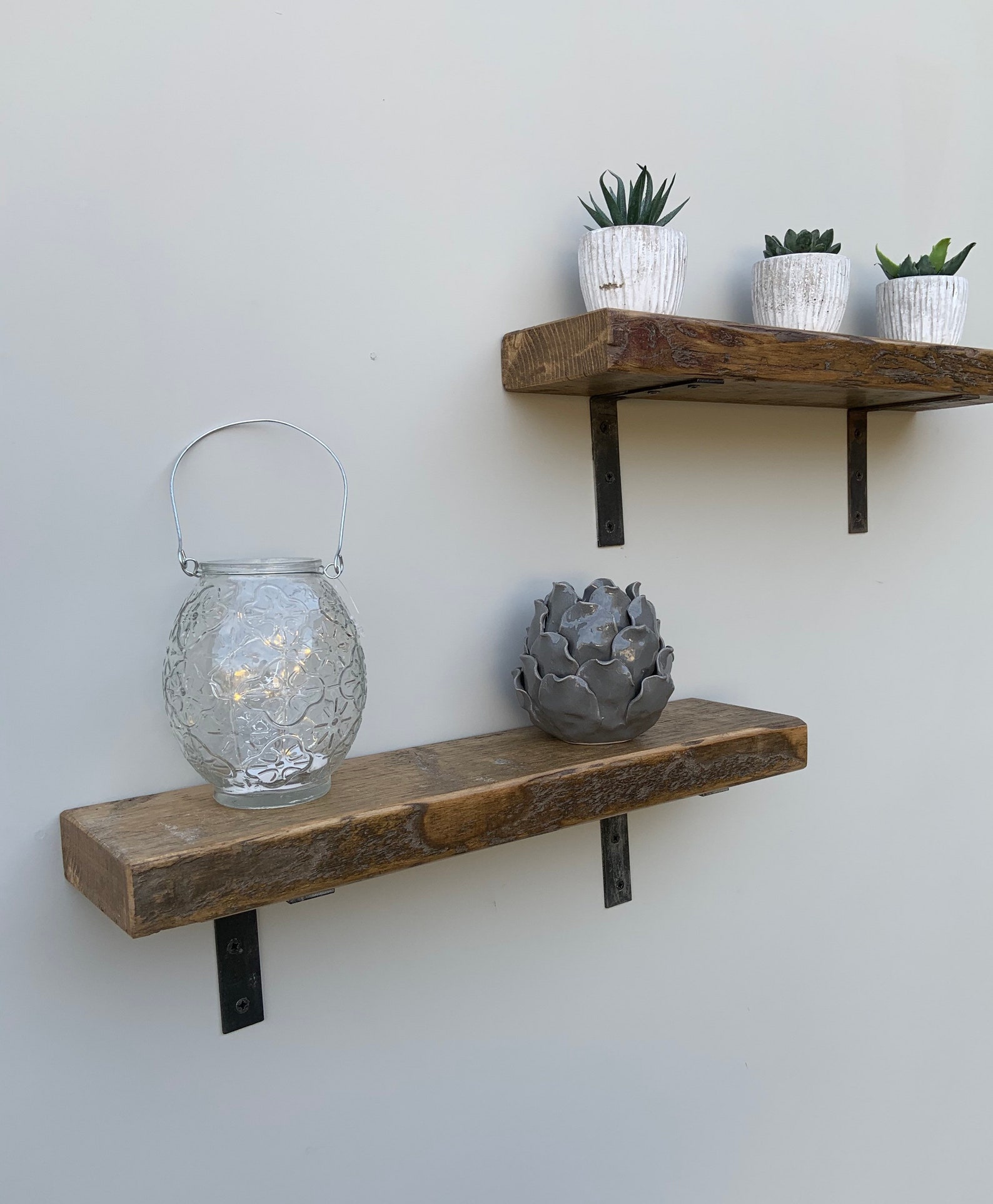 Rustic Shelves With Metal Brackets. Heavy Duty Shelves 35mm | Etsy