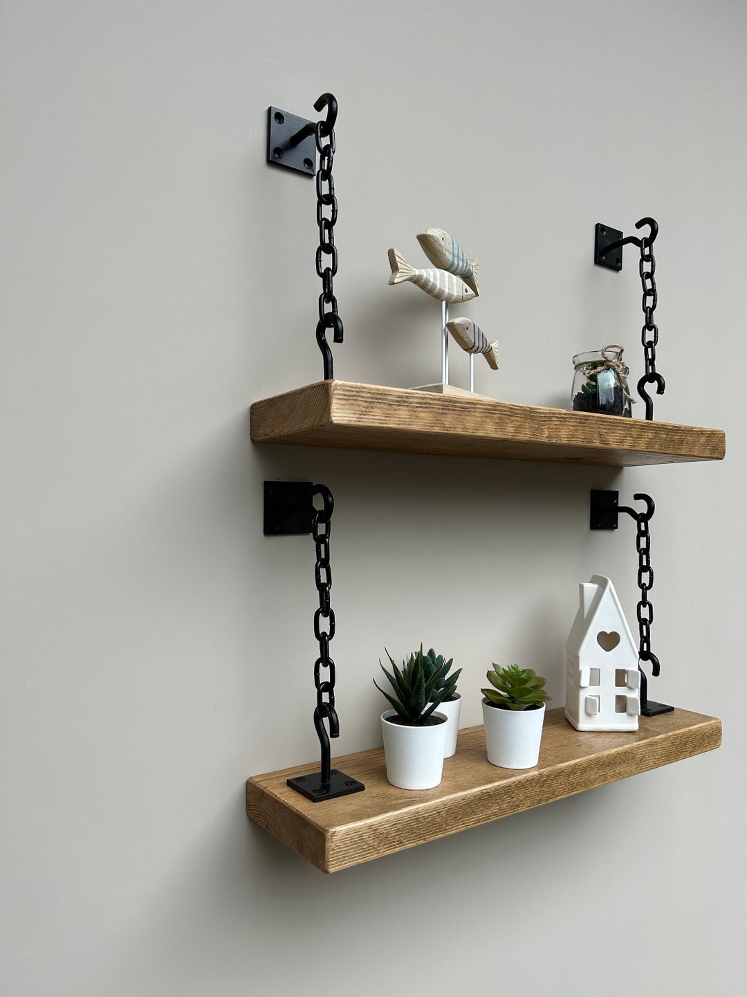 Shelving, Rustic Shelves, Chain Shelf, Hanging Shelves. - Etsy UK