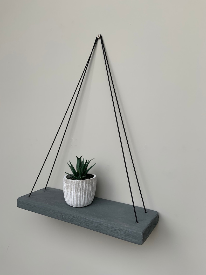 Rustic Hanging Shelves dark Grey - Etsy UK
