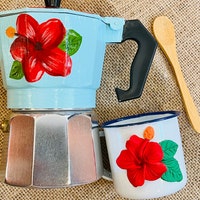 Hand Painted Dominican Moka Pot: Decorative Coffee Maker, Coffee Lover ...