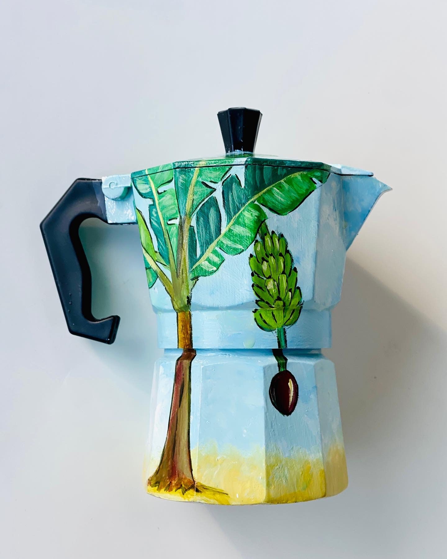 Hand Painted Dominican Moka Pot: Decorative Coffee Maker, Coffee Lover ...