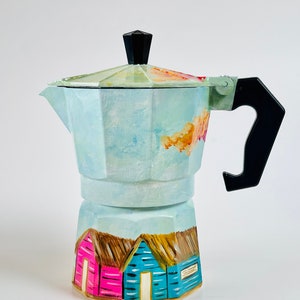 Hand Painted Dominican Moka Pot: Decorative Coffee Maker, Coffee Lover ...