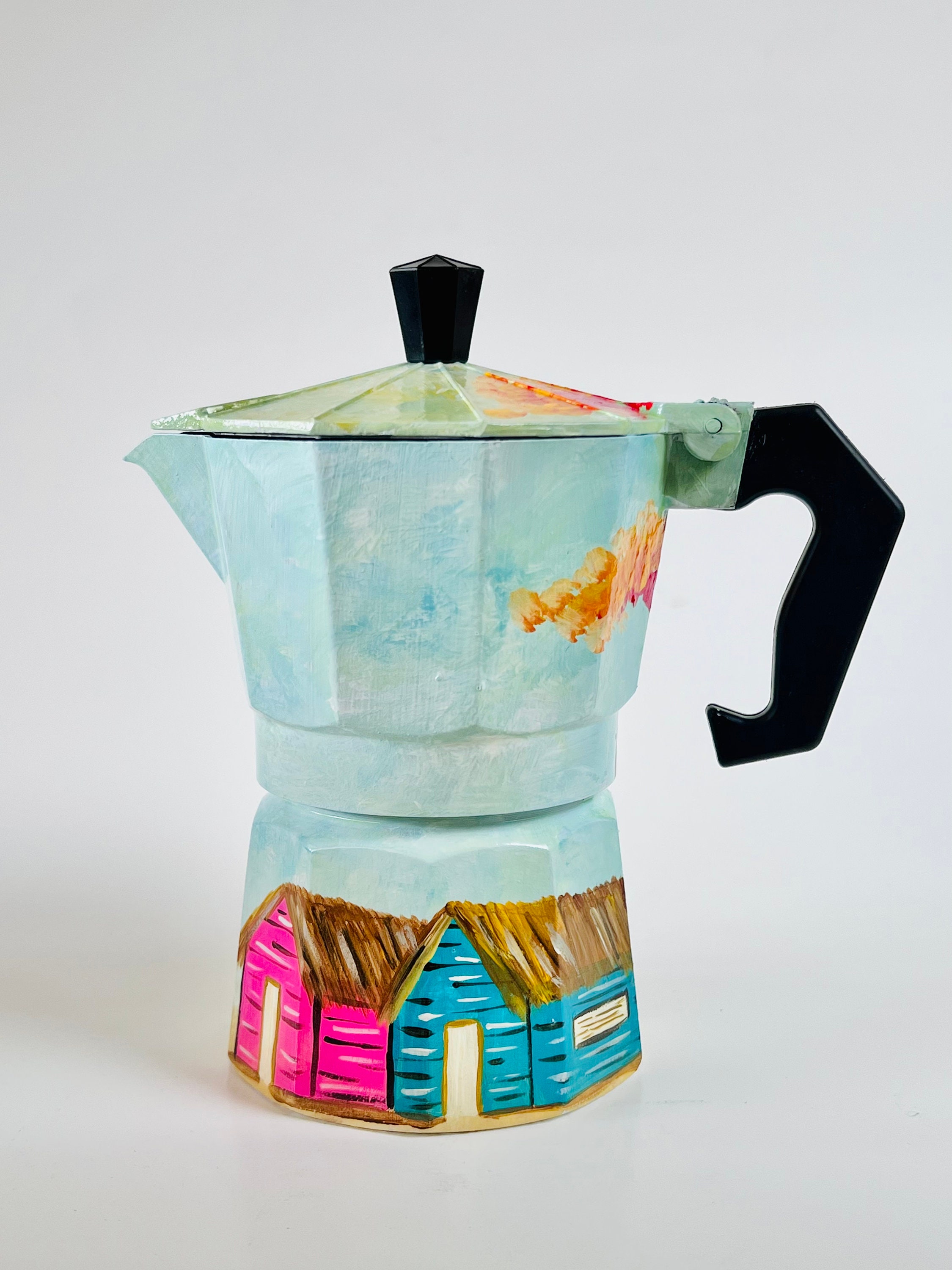 Hand Painted Dominican Moka Pot: Decorative Coffee Maker, Coffee Lover ...