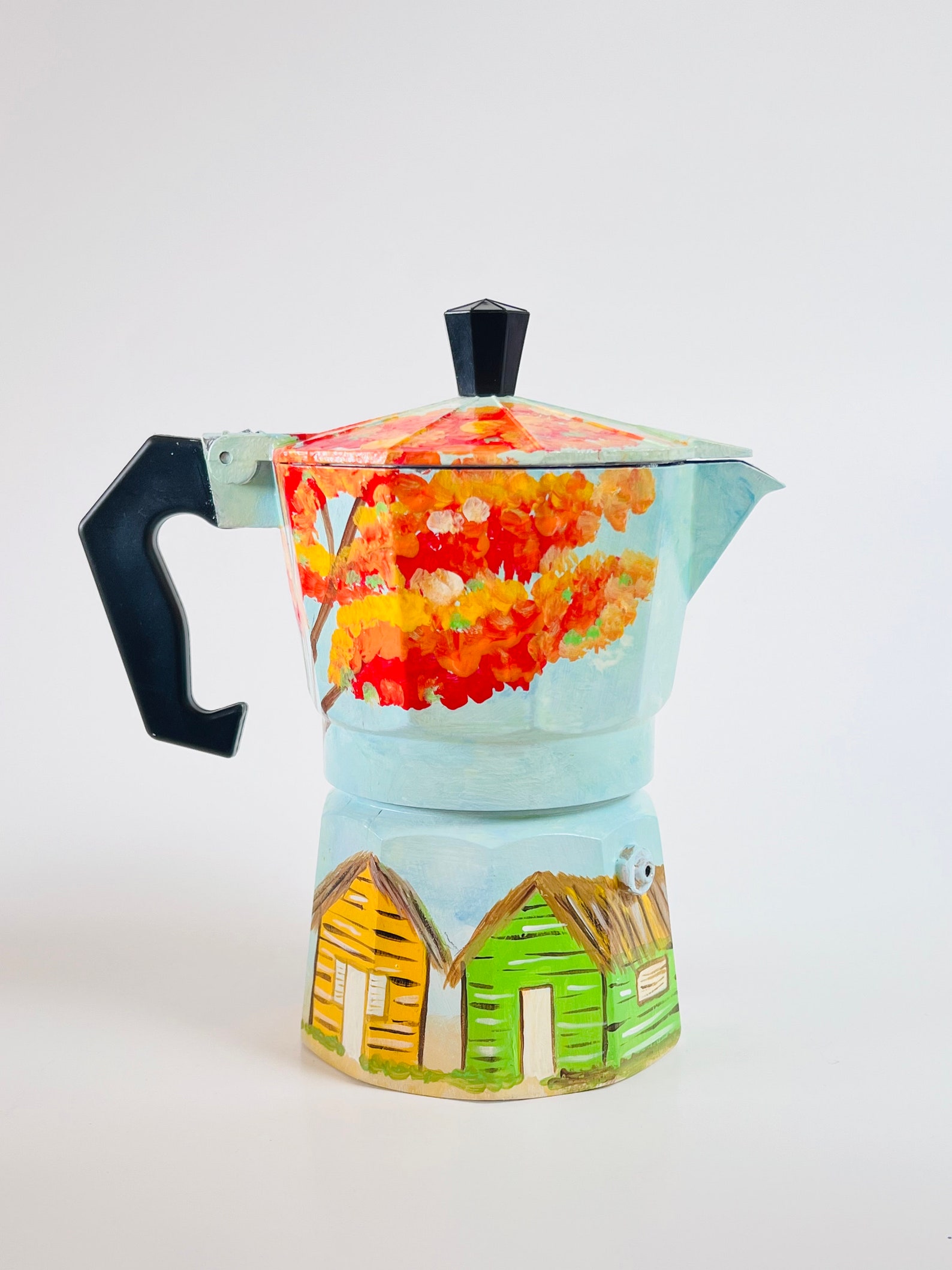 Hand Painted Dominican Moka Pot: Decorative Coffee Maker, Coffee Lover ...