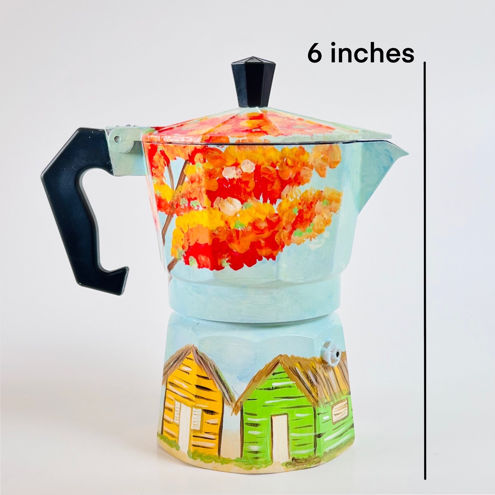 Hand-painted Dominican Moka Pot Set: Espresso Maker With Cups & Spoons ...