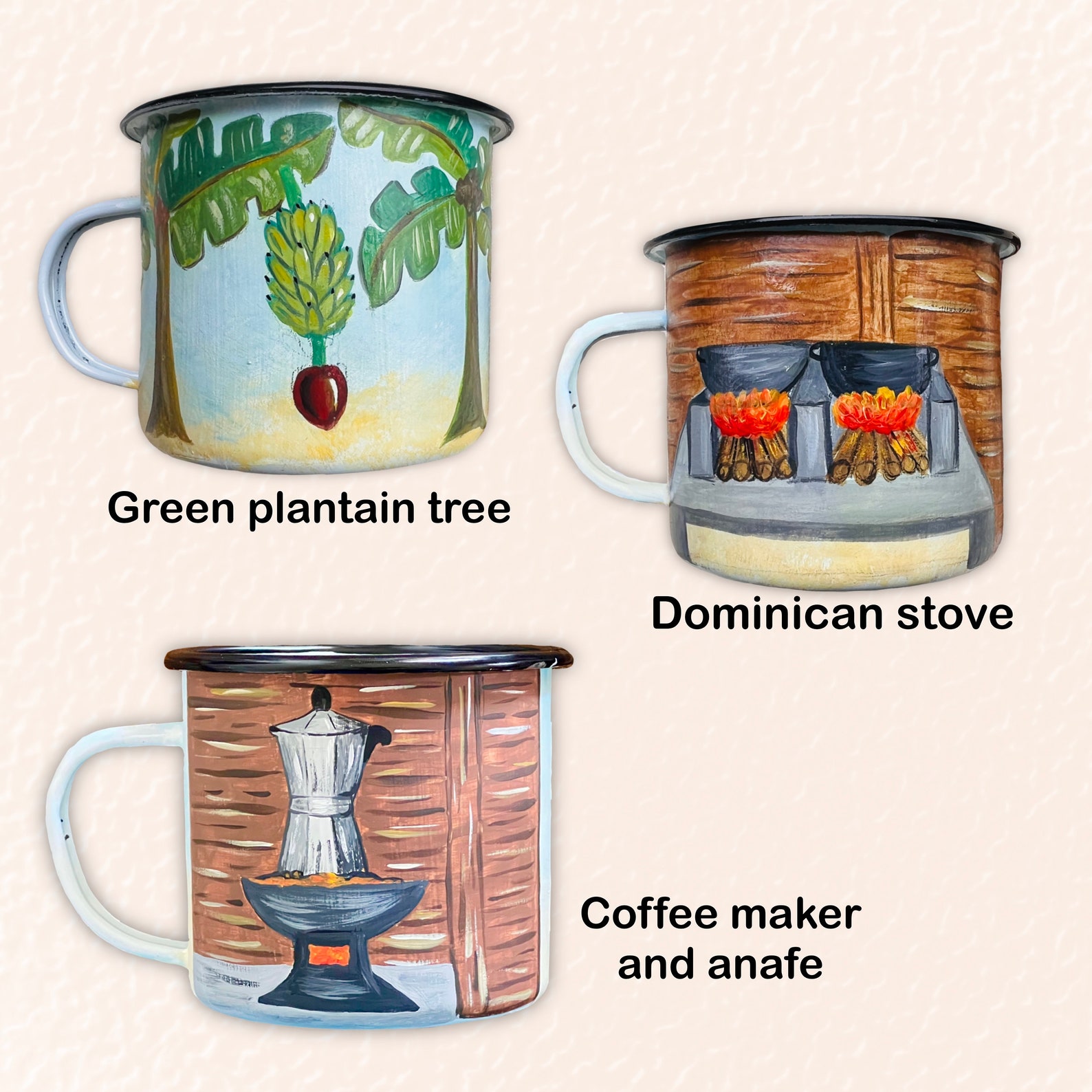 Hand-painted Dominican Moka Pot Set: Espresso Maker With Cups & Spoons ...